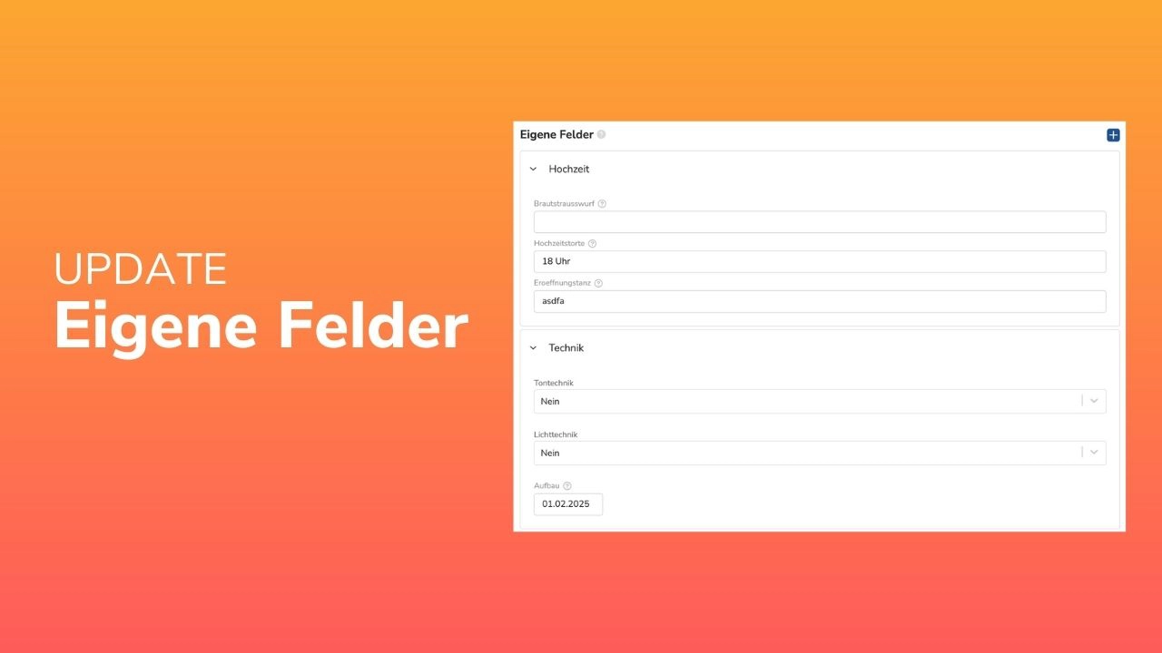 Eigene Felder Update - bookitup